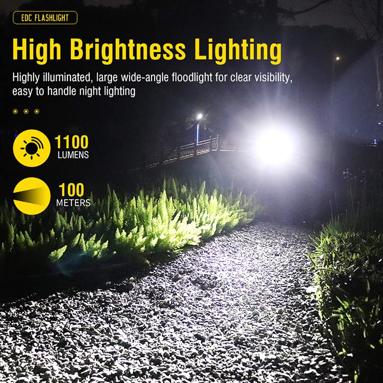 TOPHUNT V7 Mini Keychain Flashlight with Magnet, Super Bright 1100 Lumen USB Rechargeable LED Pocket Tactical Flashlight with Red, UV & Blue Lights