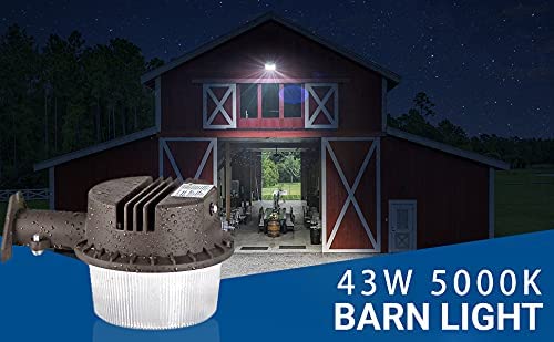 TERRASON LED Security Area Light 43 Watts - Barn Light Dusk to Dawn with Photocell - Ultra Bright Yard Light 5500 Lumens, 5000K, 400W Incandescent or 150W HID Light Equal