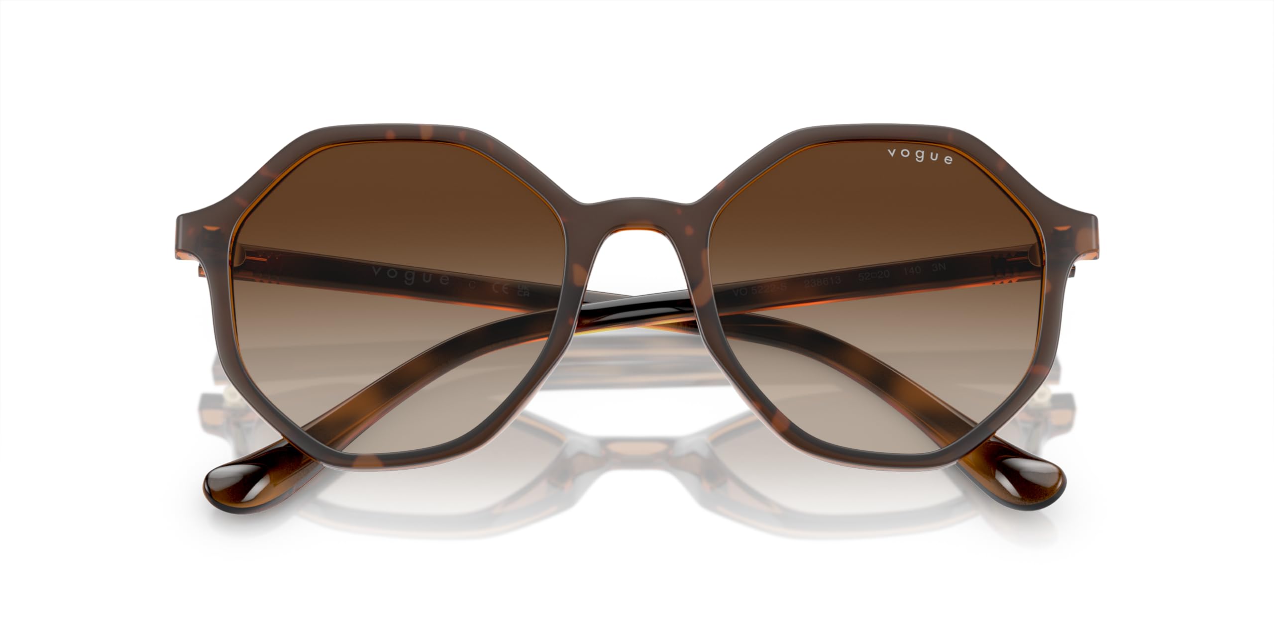 Vogue Eyewear Woman Sunglasses Top Havana/ Brown Transparent Frame, Brown Gradient Lenses, 52MM