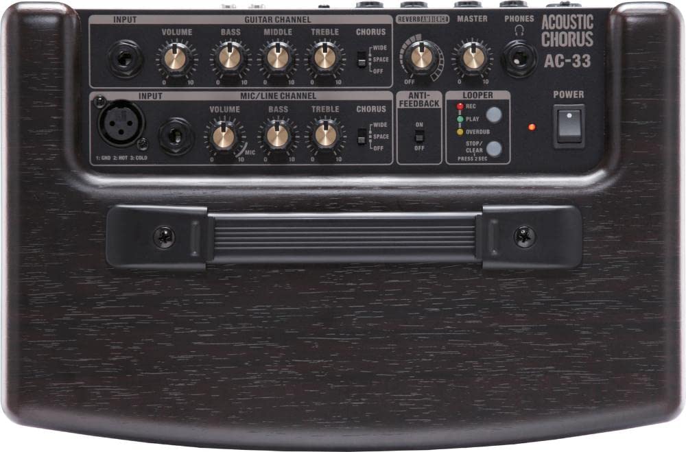 Roland AC-33 Acoustic Chorus Battery-Powered 30-Watt Guitar Amplifier, Rosewood, (AC-33RW)