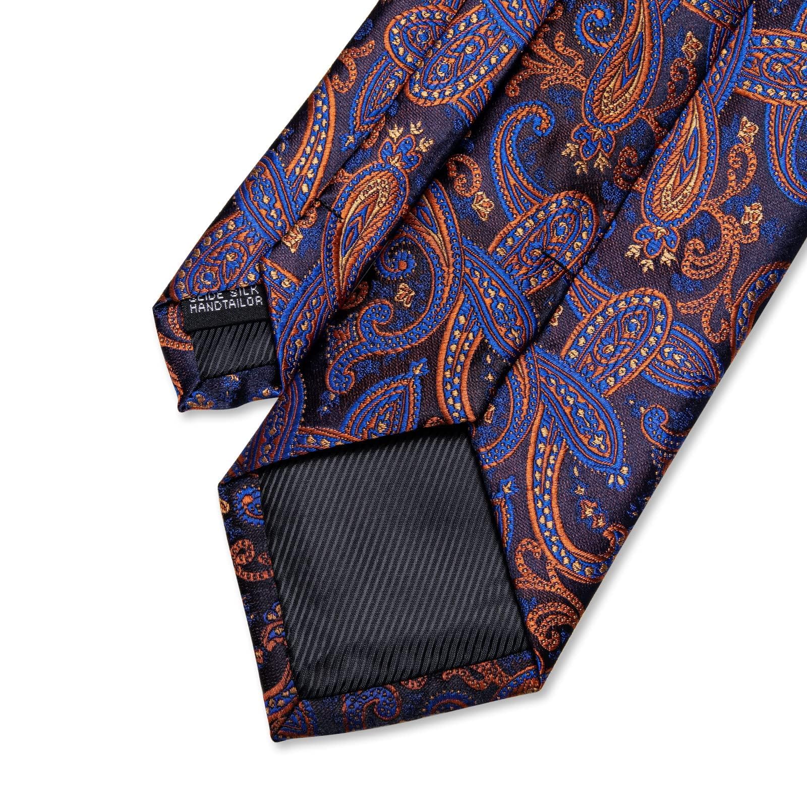 YourTies Rust Paisley Ties for Men Jacquard Woven Silk Necktie 3.15'' Formal Burnt Orange Tie for Wedding Business Party