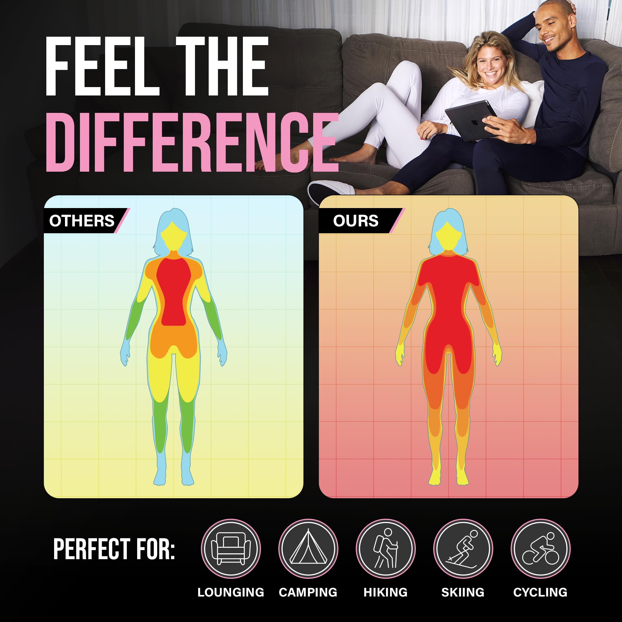 Thermajane Long Johns Thermal Underwear for Women Fleece Lined Base Layer Pajama Set Cold Weather (Medium, Black)