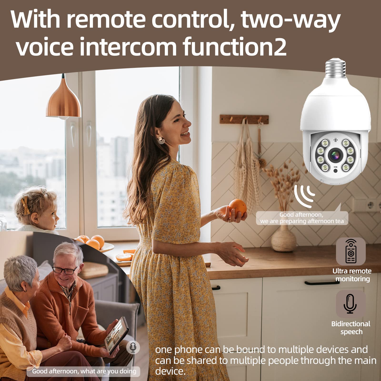 Security Camera Light Bulb Supports 5G,3MP Camera Light Bulb,Keilini Light Bulb Security Camera Outdoor Wireless WiFi Waterproof,Light Camera Outdoor with Full Colour Night Vision&Motion Tracking