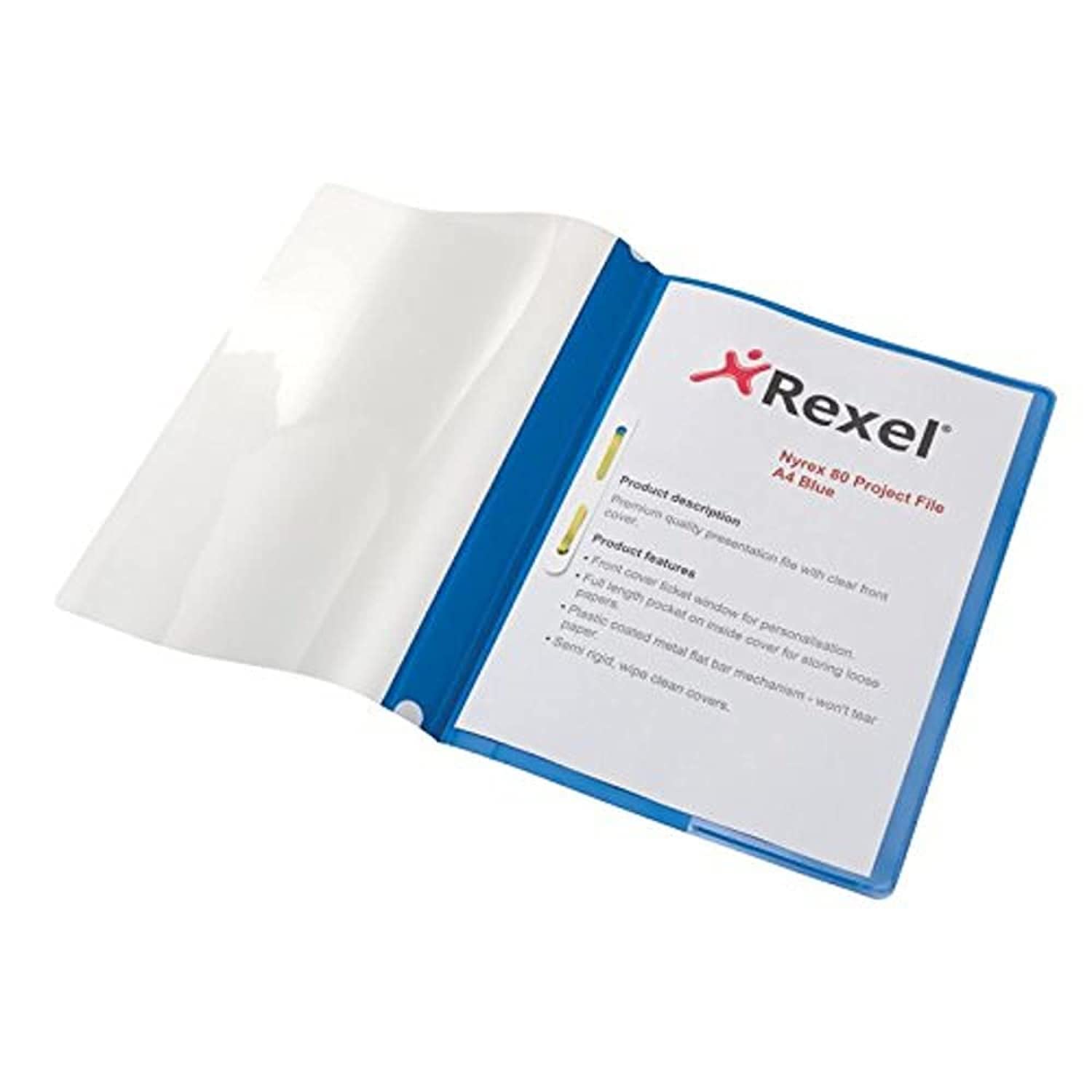 Rexel Nyrex Semi-Rigid Plastic Project Flat File A4 Blue with Clear Front Cover (Pack of 5)