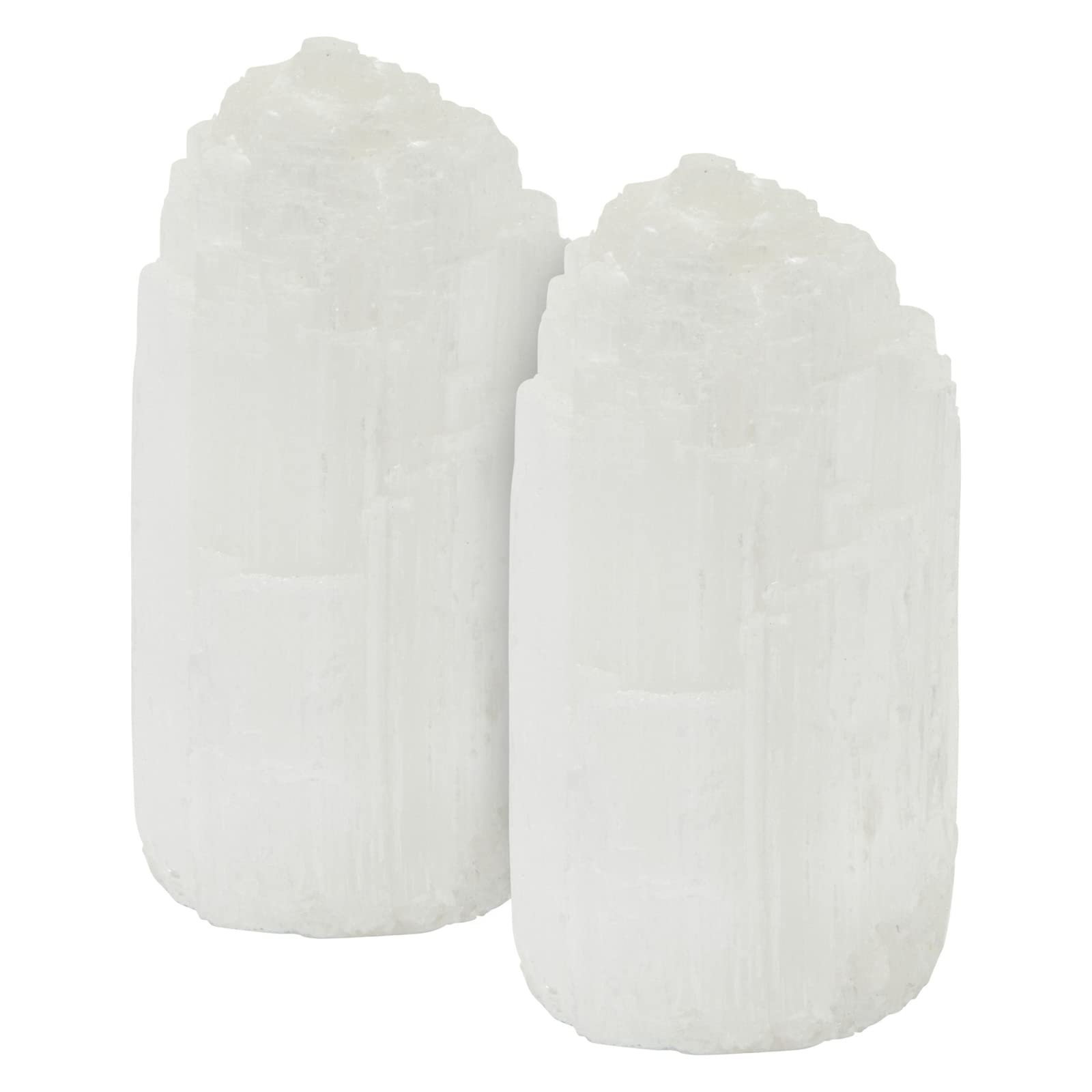 Wellbrite 2 Pack Selenite Skyscraper, Selenite Healing Crystal (4 x 2 in)