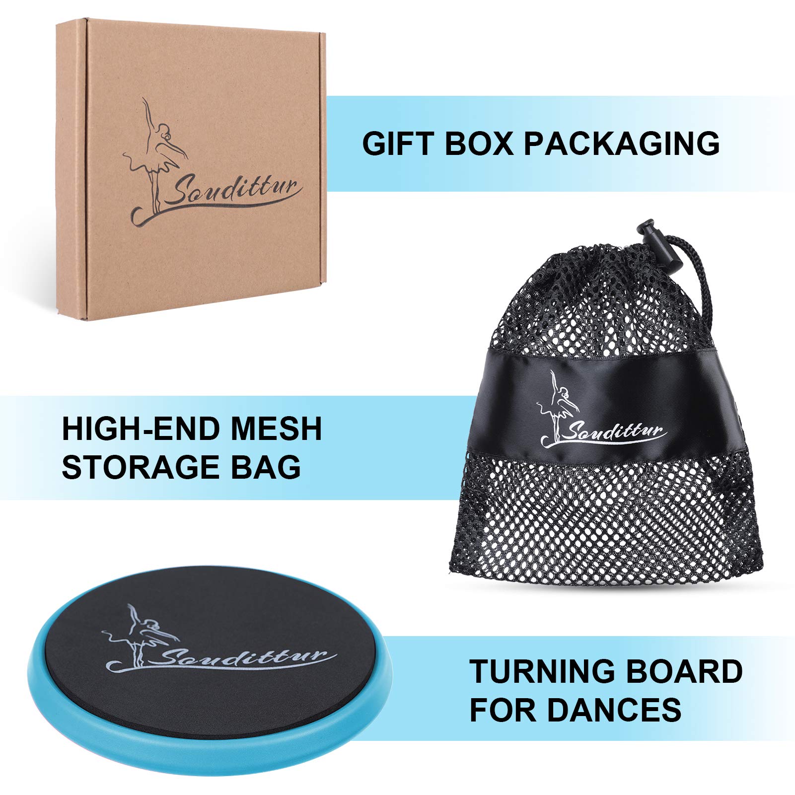 Soudittur Dance Turning Board Ballet Disc for Dancers, Gymnastics and Ice Skaters, Help to Improve Turns, Balance, Spotting, Stability (Blue)