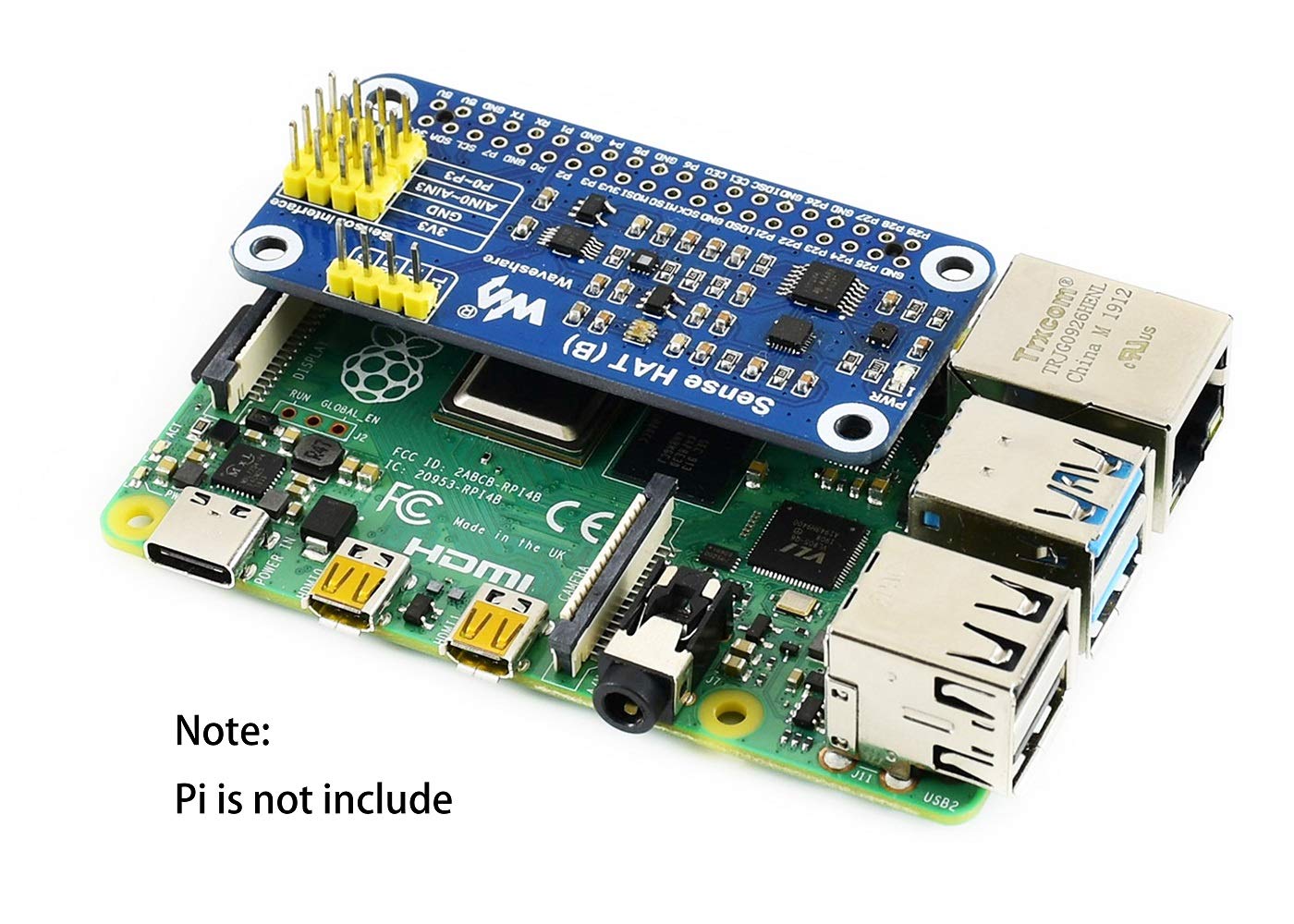 Sense HAT (B) for Raspberry Pi 4B/3B+/3B/2B/B+/A+/Zero/Zero W,Pi 40PIN GPIO Extension Header Onboard Gyroscope Accelerometer Magnetometer Barometer Temperature Humidity Multi Sensors I2C Interface