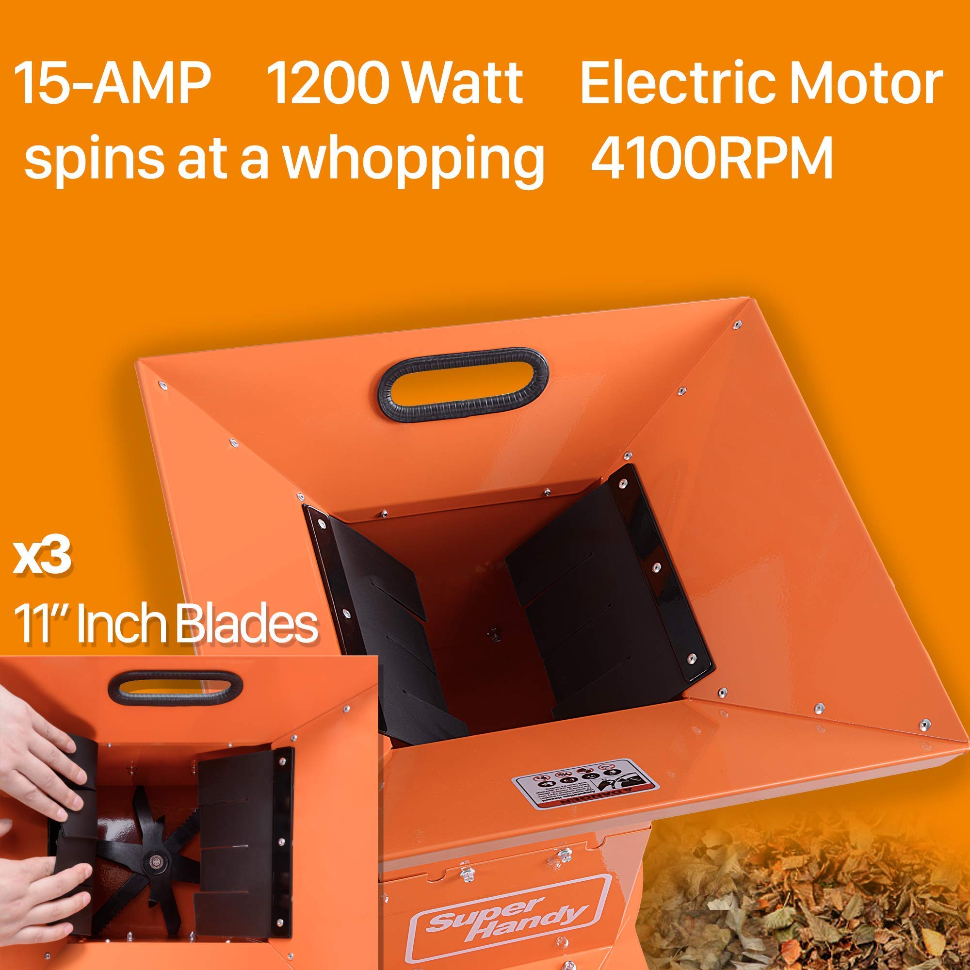 SuperHandy Leaf Mulcher Shredder Electric Green and Waste Management & Log Splitter Electric Portable 6 Ton Ram System 1-3/4eHP 15Amp 1500Watt Motor Horizontal [Bundle Deal]
