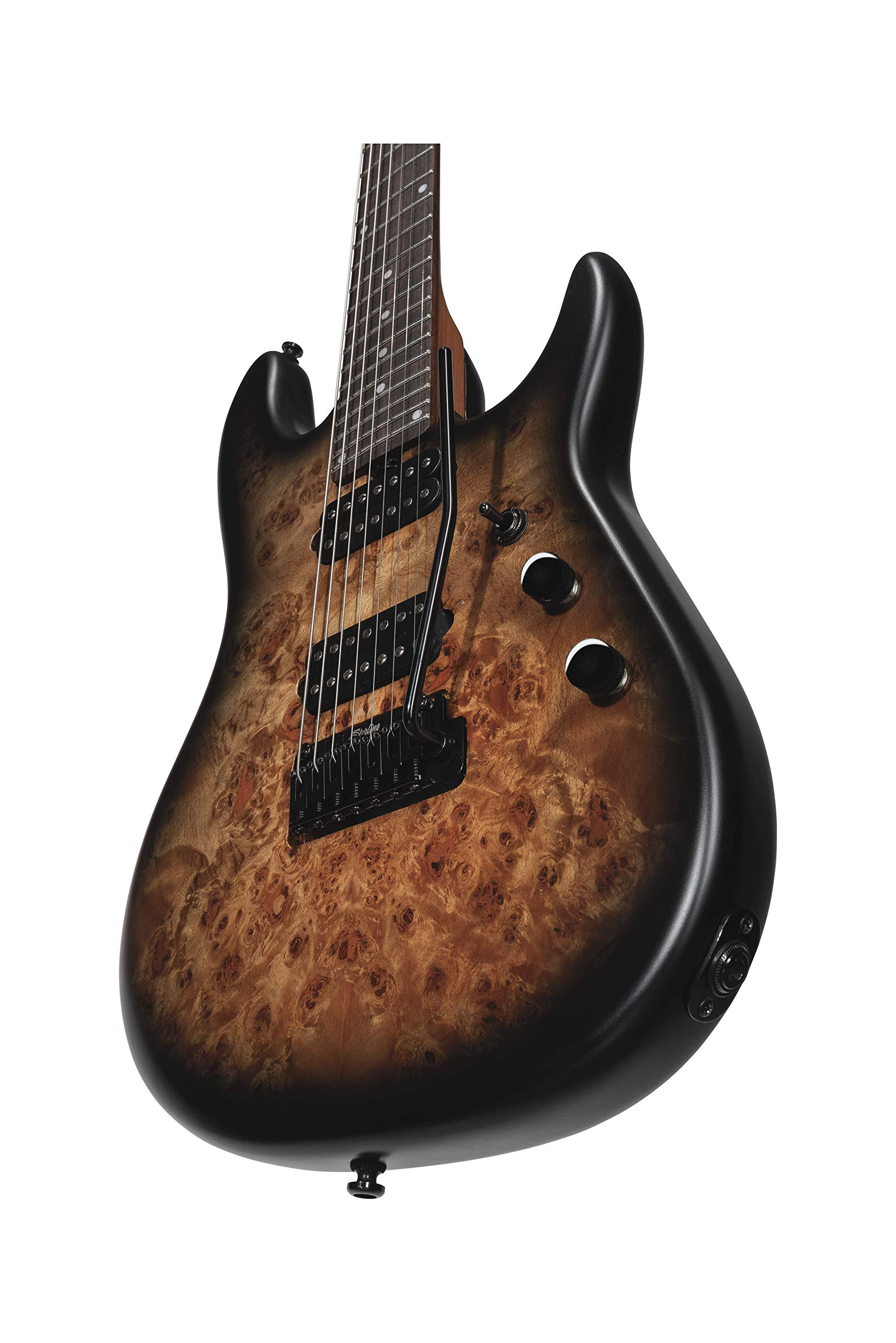 Sterling by Music Man 7 String Solid-Body Electric Guitar, Right, Natural Poplar Burst (RICHARDSON7-NPB)