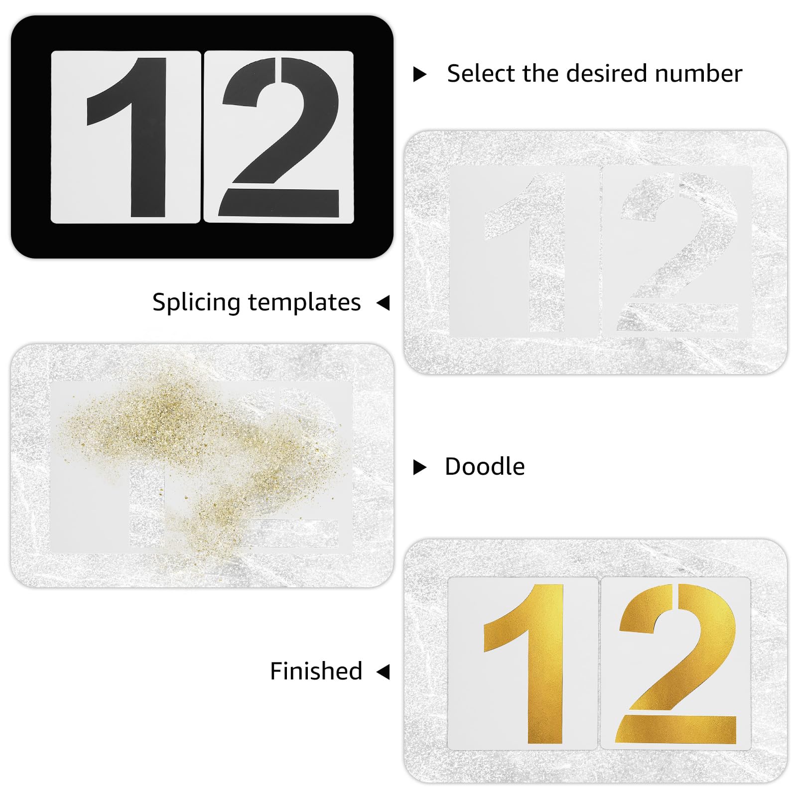 SHUESS 40 PCS 6 Inch Plastic Number Stencils Set, 0-9 Address Number Stencil Templates, Reusable Digital Painting Number Templates for Cake Stencil Number Painting Stencils Templates(with Tape)