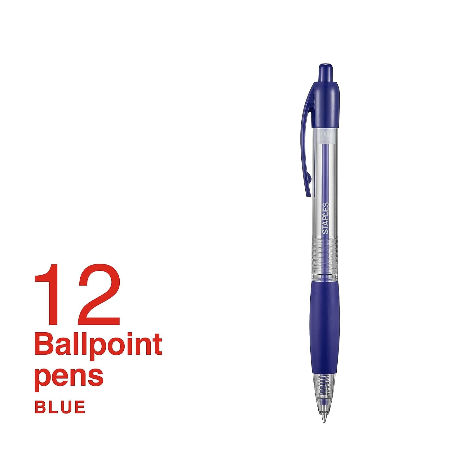 STAPLES 2498403 Ballpoint Rt Fine 0.7Mm Blu Dz