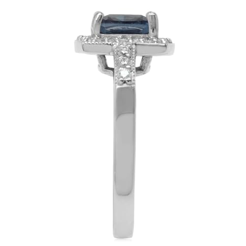 Silvershake 8mm Cushion Shape Created Color Change Alexandrite 925 Sterling Silver Halo Engagement Ring Size 6
