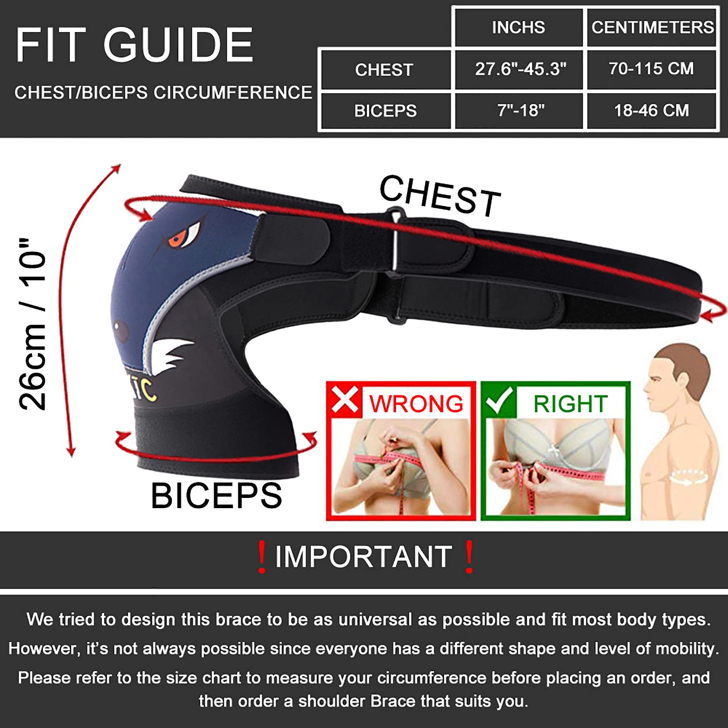 YXTC Shoulder Stability Brace for Men and Women, Compression Support for Torn Rotator Cuff and Other Shoulder Injuries，Tendonitis, Dislocation, Bursitis, Pressure Pad Light and Breathable Neoprene Shoulder Support for Rotator Cuff, Dislocated AC Joint Pa