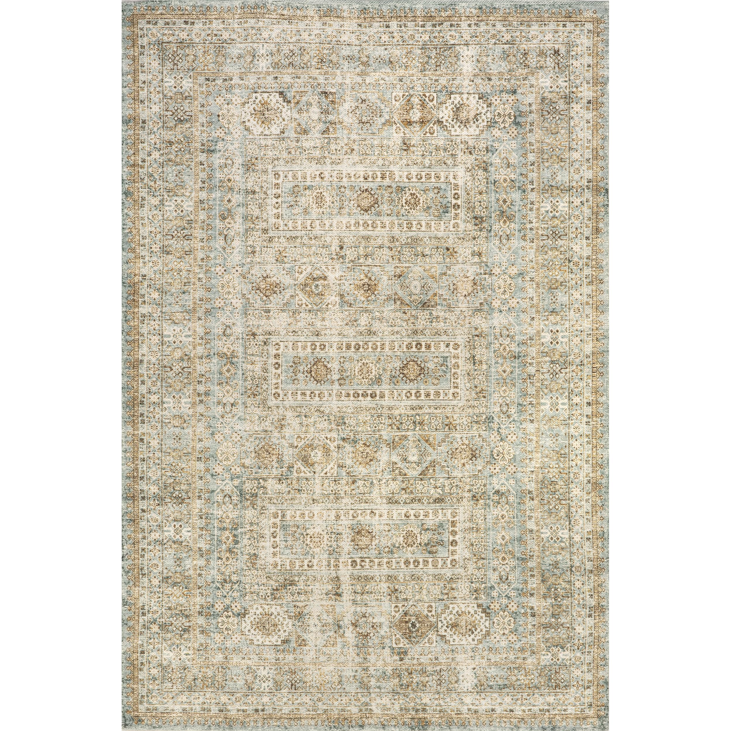 Rugs USA x Prabal Gurung Tilicho Distressed Wool Area Rug, 9x12, Light Green