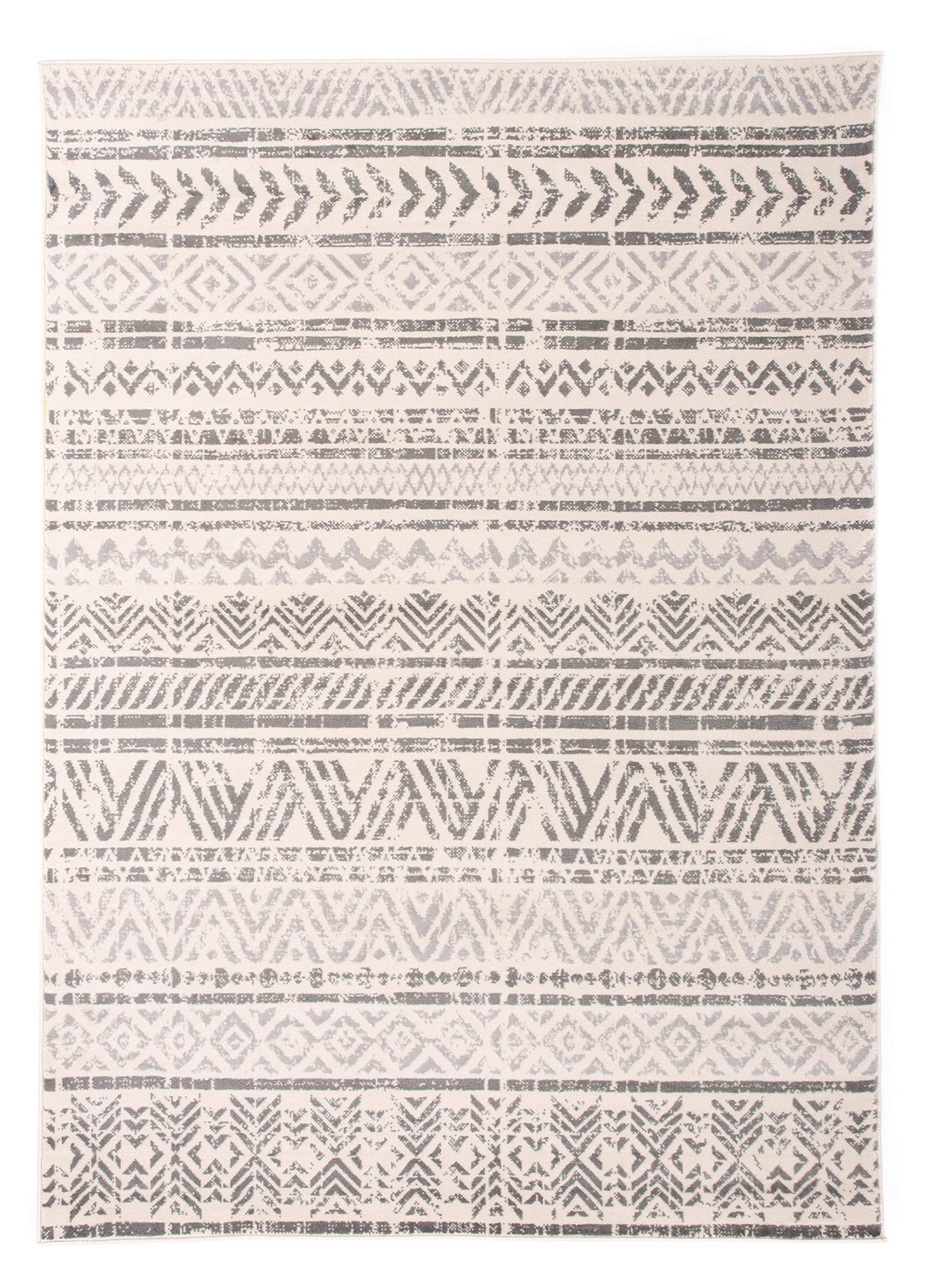 Rugshop Geometric Boho Perfect for high traffic areas of your Living Room,Bedroom,Home office,Kitchen Area Rug 5' x 7' Gray