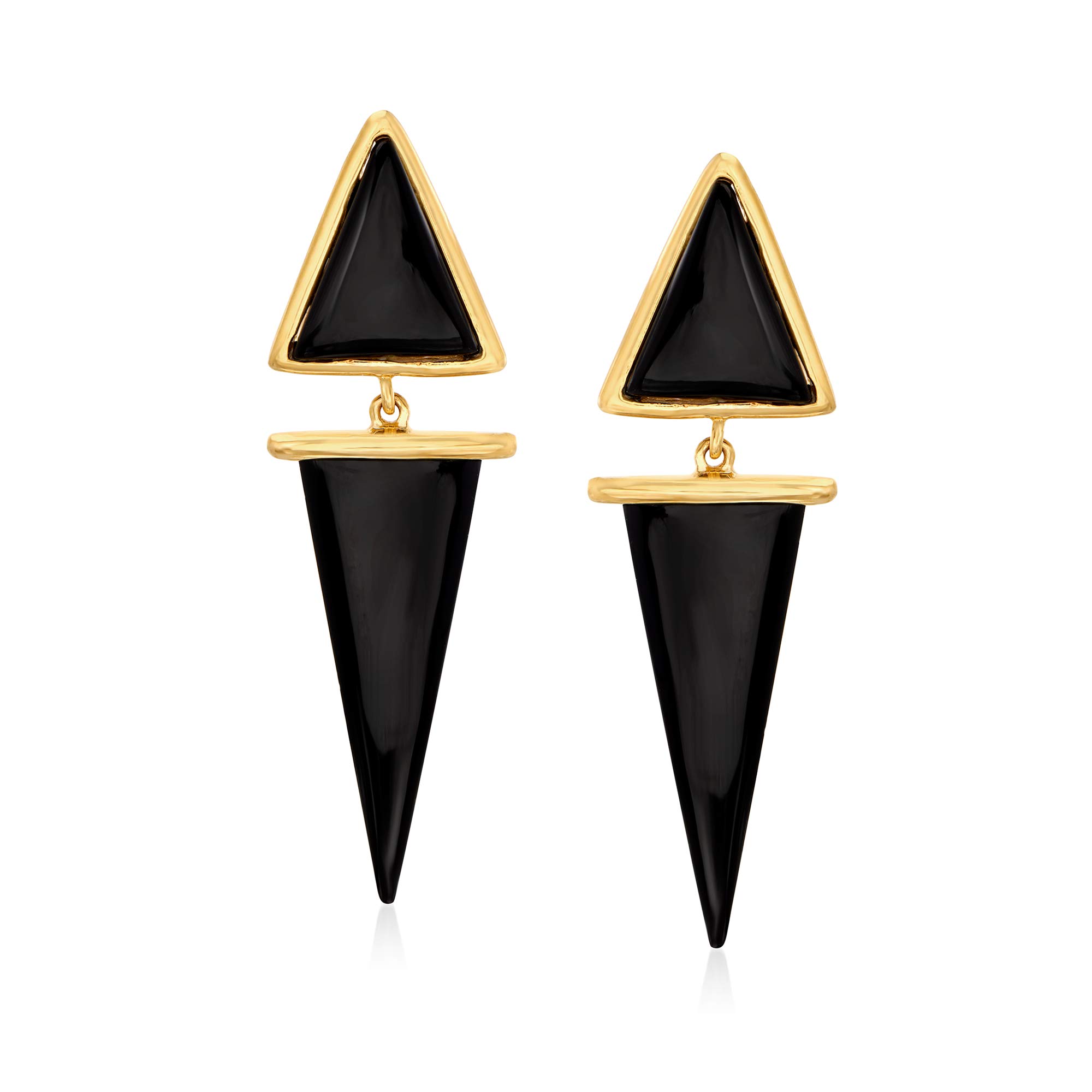 Ross-Simons Black Onyx Drop Earrings in 18kt Gold Over Sterling