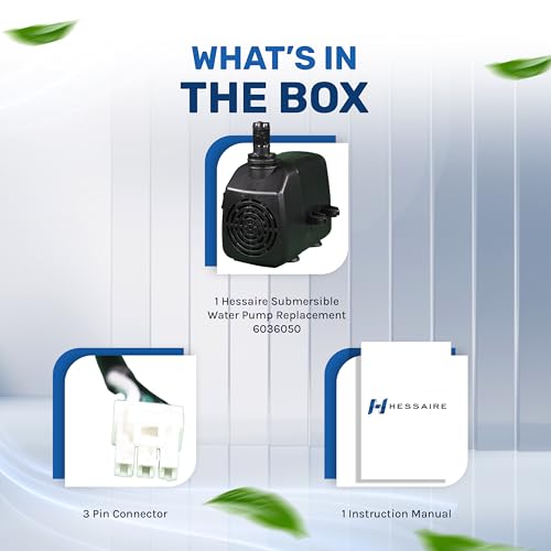 Swamp Cooler Pump - 3100CFM, Evaporative Cooler Pump 3 Pin Connector - 110 GPH Submersible Water Cooling Pump for MC37M, MC37V, MC37A, MFC3600 Evaporative Air Cooler - Replacement Pump by Hessaire