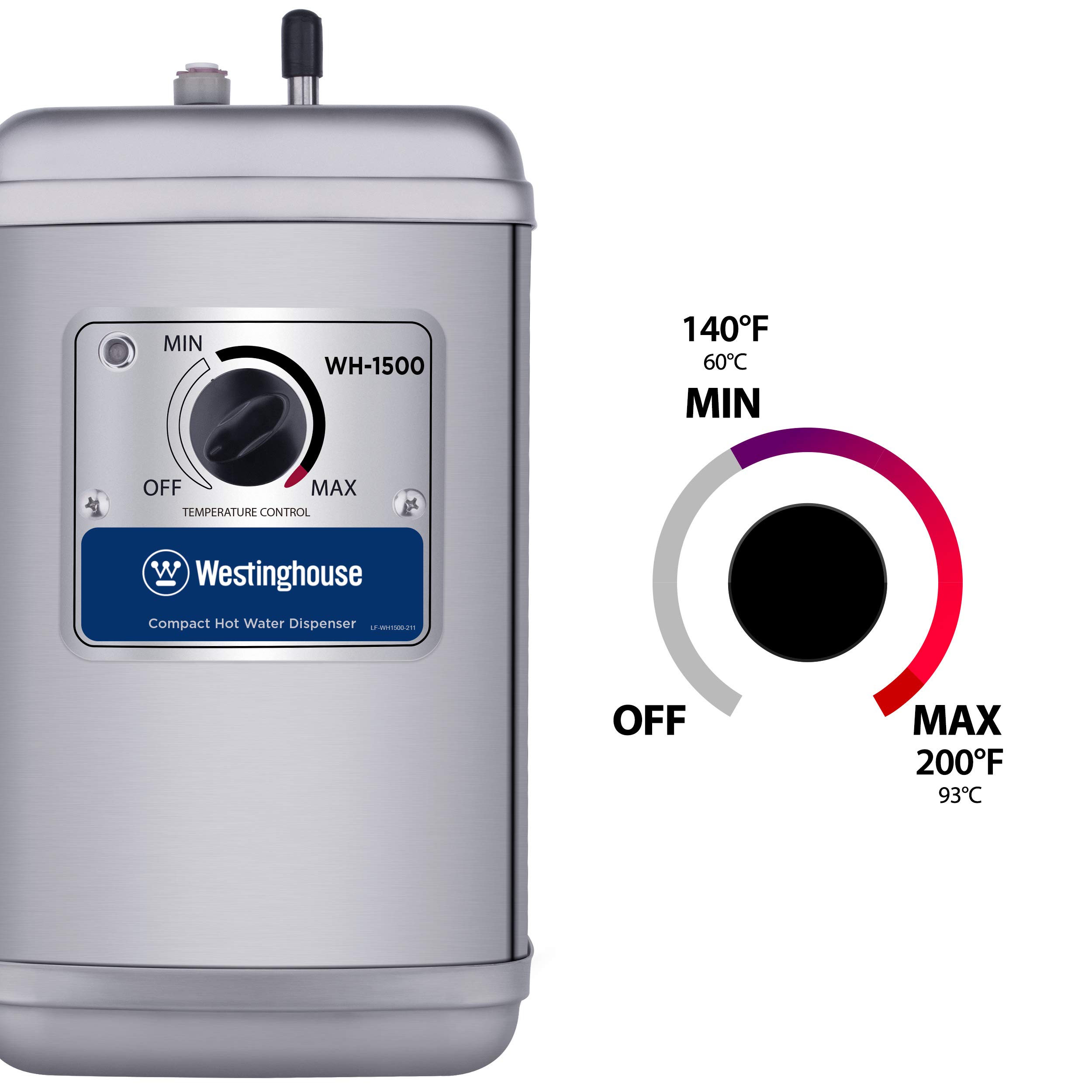 Westinghouse Instant Hot Water Dispenser, Includes Brushed Nickel Faucet
