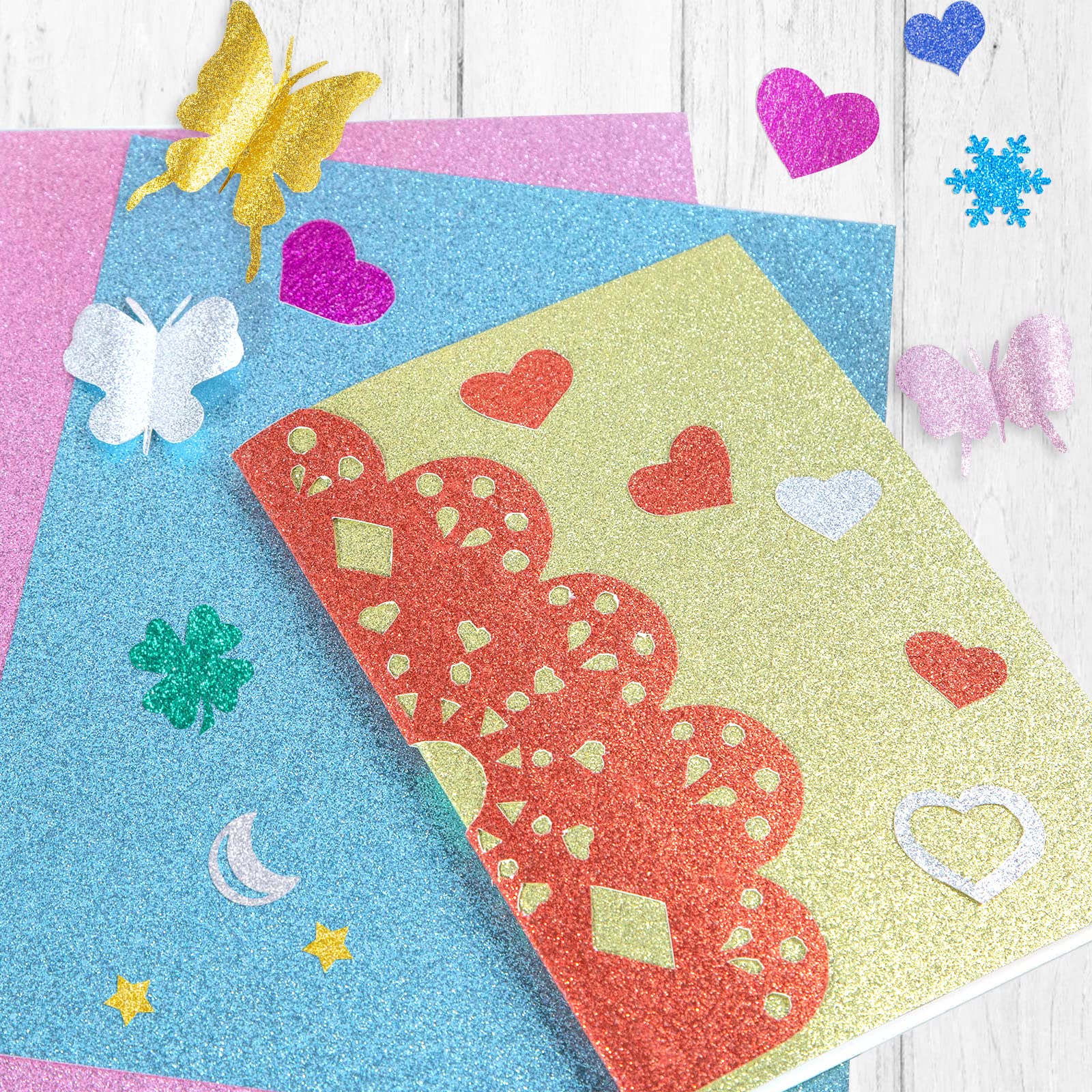 Shindel Glitter Cardstock Paper, 80 Sheets A4 Glitter Paper Bulk Premium Craft Cardstock 20 Colors for Card Making Paper Crafting