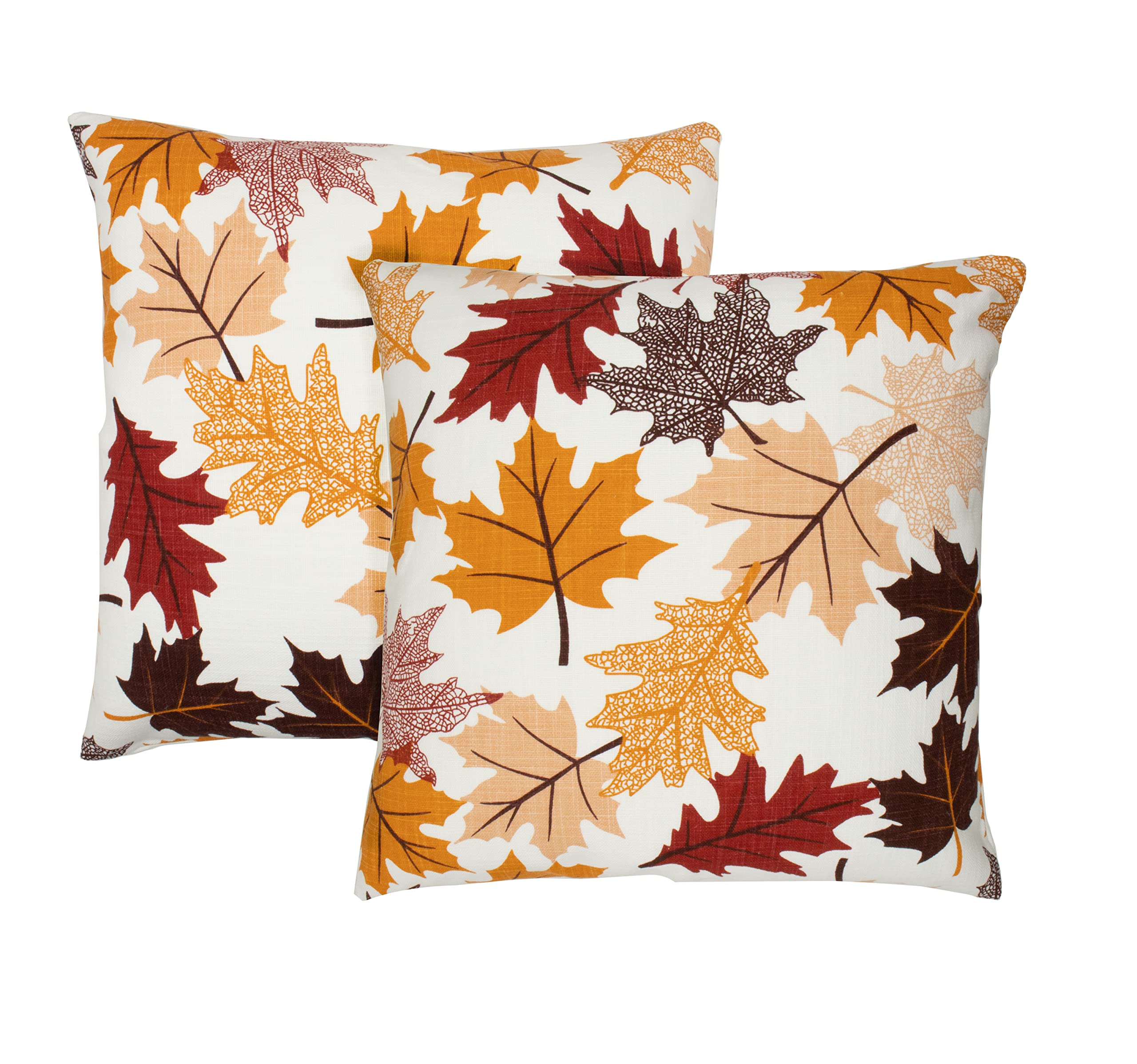 PurpleEssences Autumn Decorations Fall Porch Outdoor Throw Pillow Covers Décor Maple Leaves Farmhouse Cushion Cases 16 x 16 Inch Set of 2 for Home Couch Sofa Patio Bench - Maple Leaves