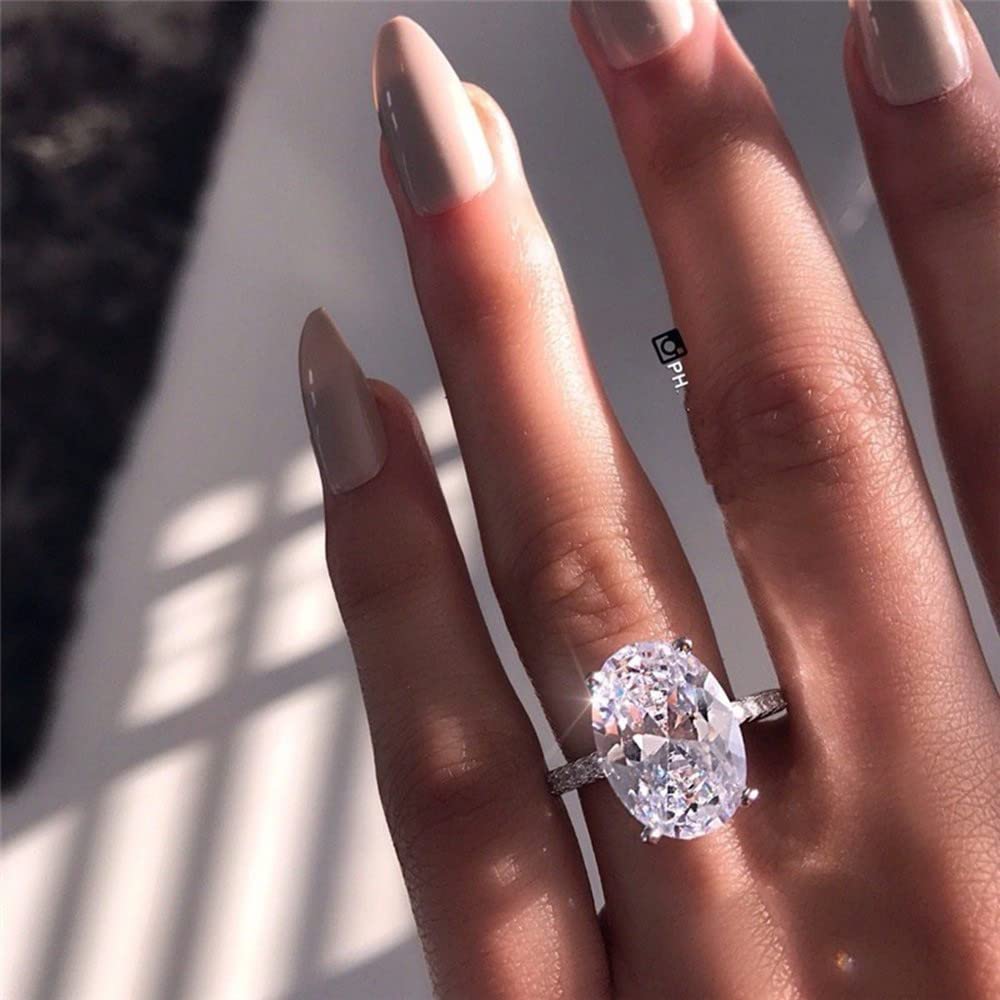 WANMEIL 18K Plated Silver Women Wedding Rings 2.5 Carat Oval Cut Cubic Zirconia Engagement Ring for Her (9)