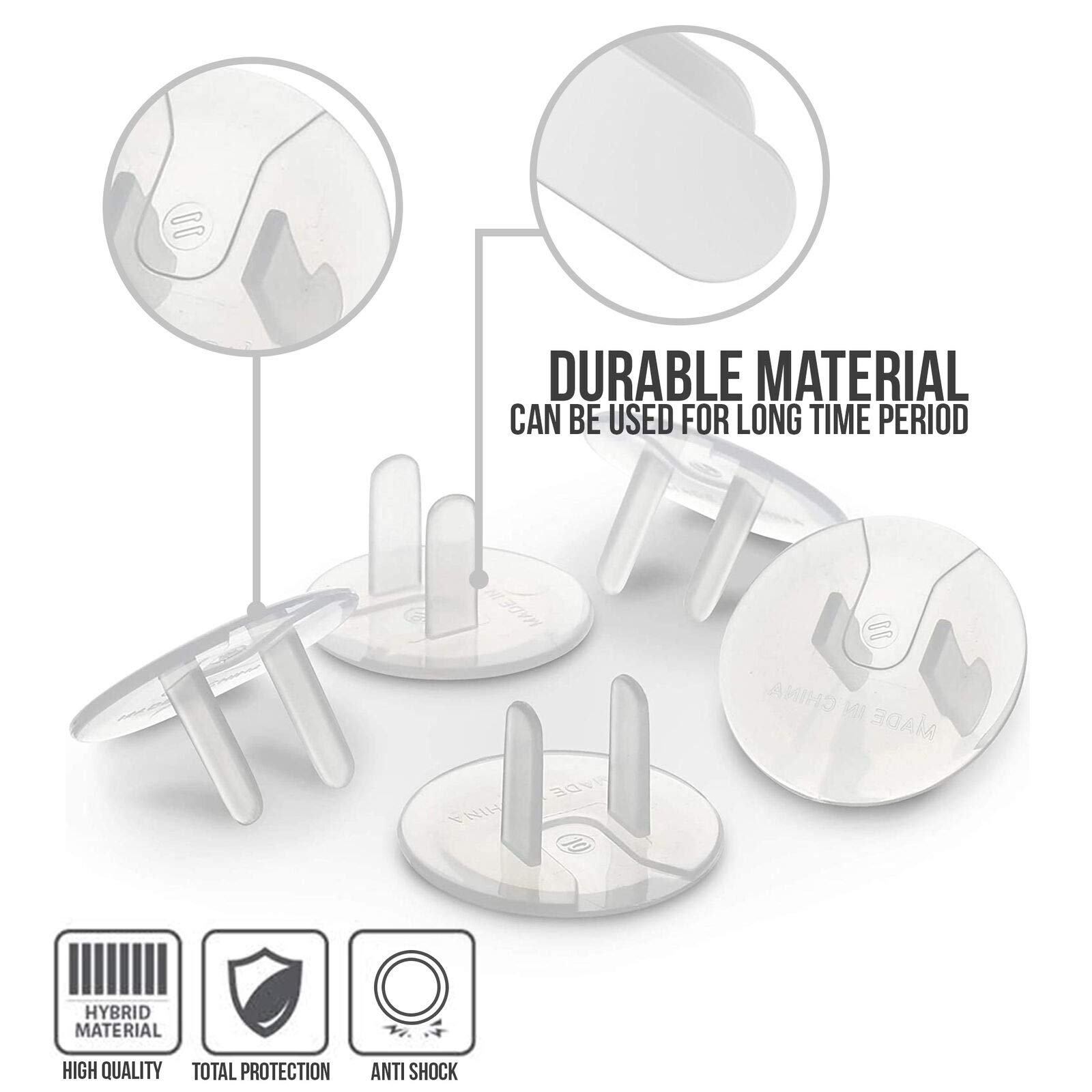 Tiny Patrol Clear Outlet Covers Babyproofing, Electric Plug Protectors, Childproof Socket Covers for Home and Office Protect Toddlers, Babies 15 Count