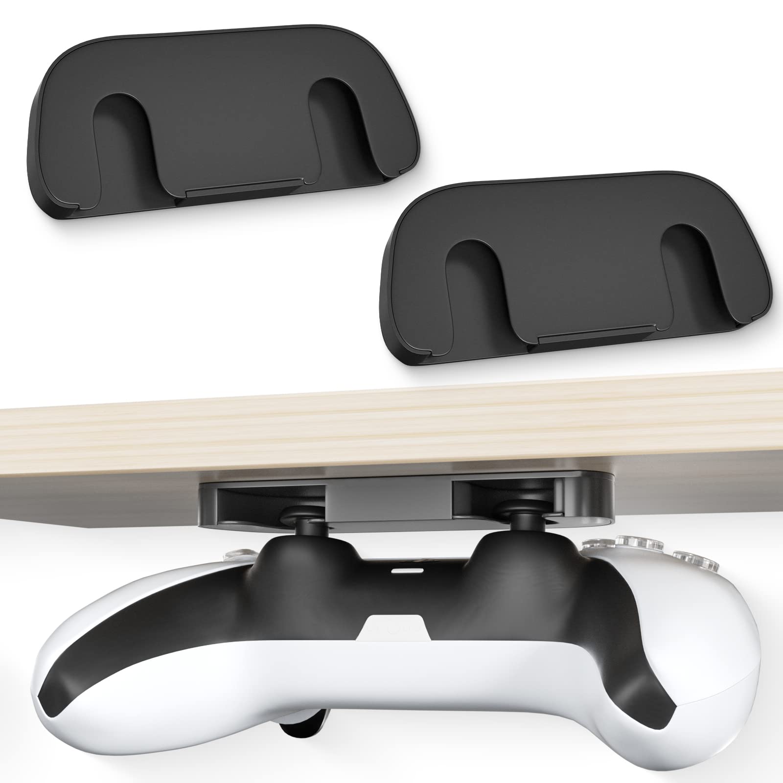 RUKUHOT 2 Pcs Controller Desk Mount Fit for PlayStation 5/PlayStation 4 Controller, PS5 Controller Holder Storage Rack, No Drilling Stick Under Desk Stand Hanger for PS4 Gaming Controllers