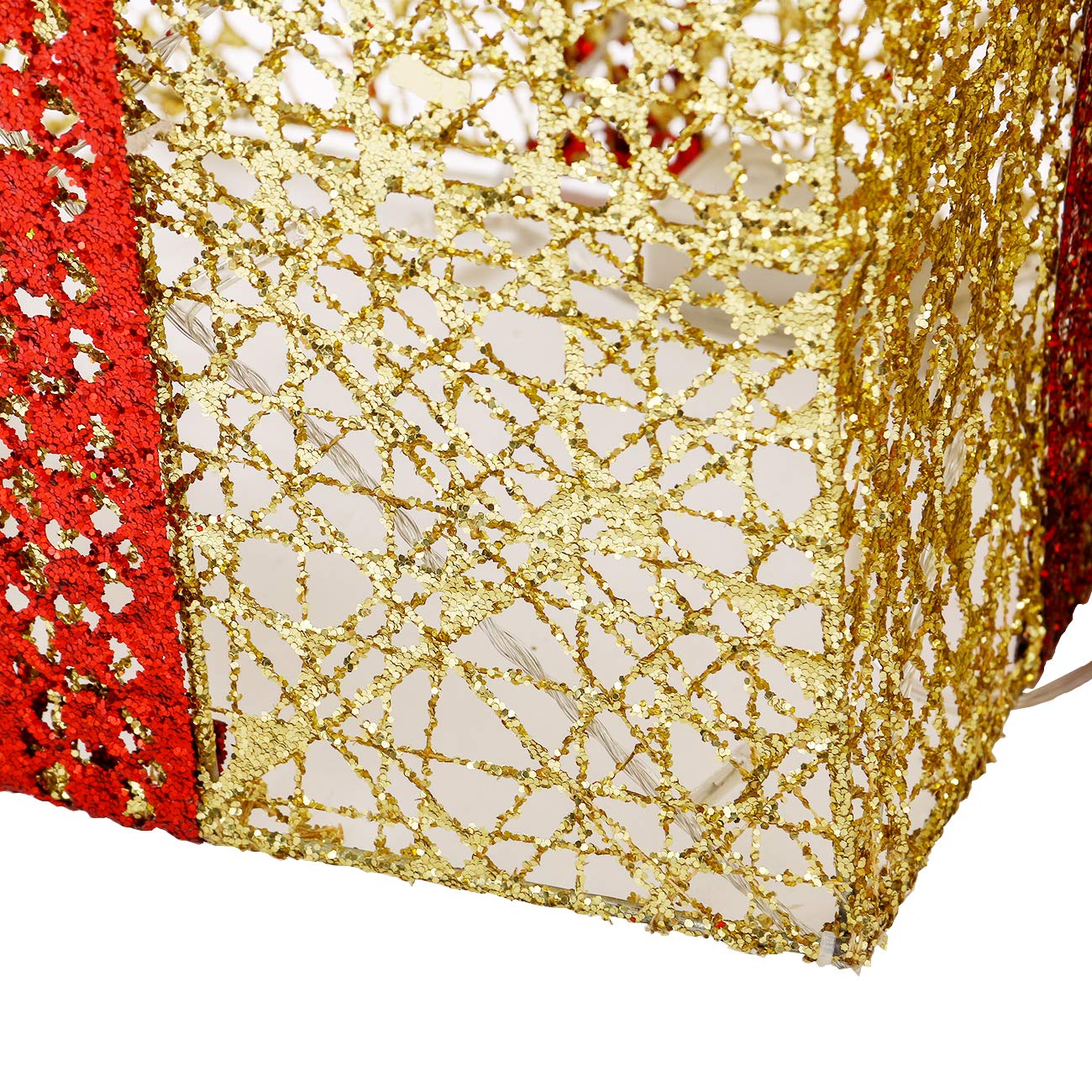 Sunnyglade 10”-8”-6” Set of 3 Christmas Lighted Gift Boxes with Plug for Christmas Decor, Weddings Yard Home Holiday Art Decorations (Gold)