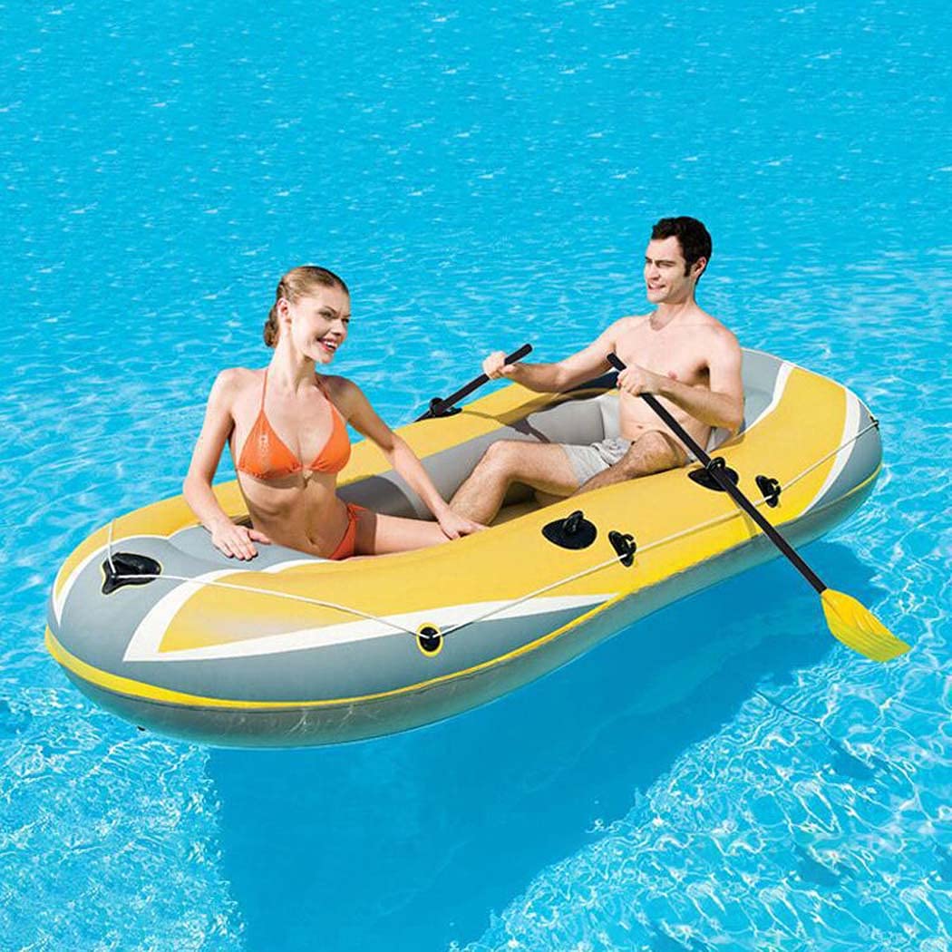 WSHZ Tandem Kayak, 7 FT Raft Inflatable Kayak,with 46-Inch Oars and Air Pump Kayak Inflatable Set,for Angler, Includes Paddle, Hard Mounting Points, Bungee Storage