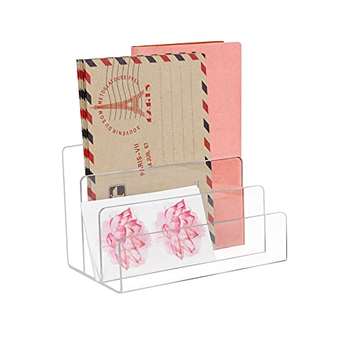 YiePhiot Crystal Clear Acrylic Desktop File Sorter Thick Cast Holder for Paper Letter Eyeshadow Makeup for Any Home or Office Desktop Mail Organizer File Sorter