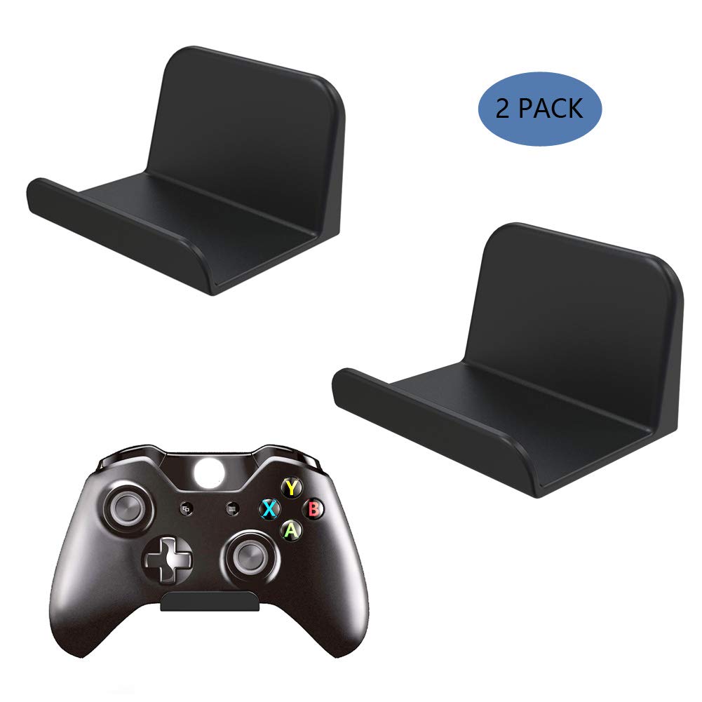 WGOAL Game Controller Wall Mount Stand Holder (2 Pack) Compatible for Xbox One PS4 PlayStation Steam Nintendo Switch Pro Elite PC Controller Headsets, Universal Video Game Controller Accessories Black