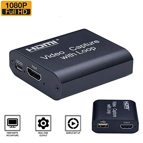 Video Capture Card, 1080P USB to HDMI Capture Card, Meeting Video Capture Card with Loop for Live Streaming