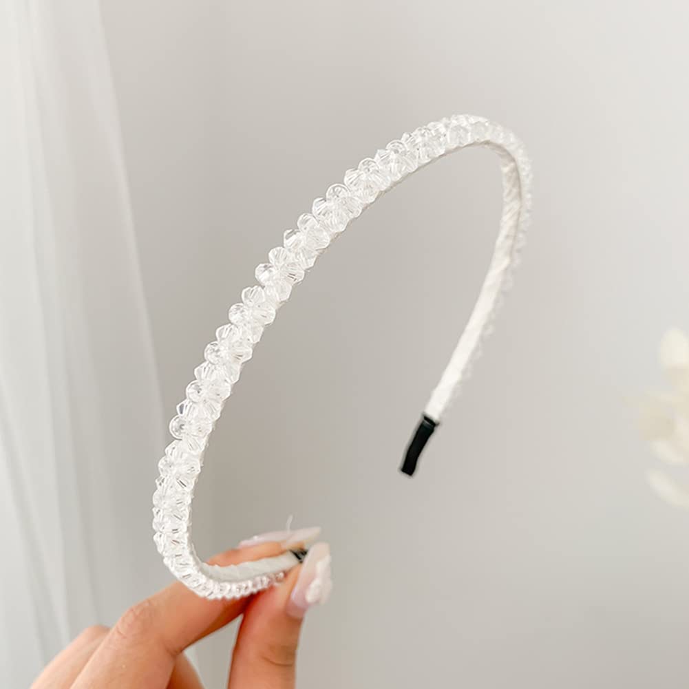 Ruihfas 6Pcs Bling Bling Double Rows Crystal Rhinestone Headband for Women Girls Thin Hair Hoop Fashion