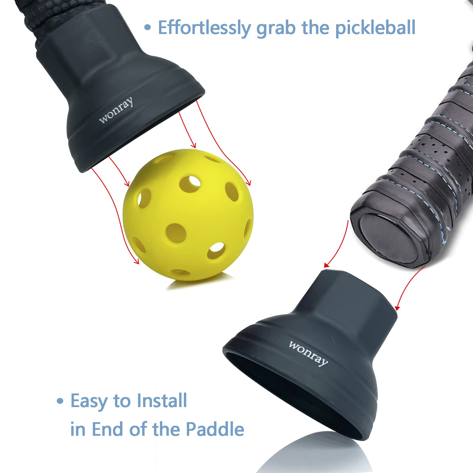 wonray Pickleball Ball Retriever,Pickleballs Rackets Accessory Easier Pick Up The Ball,Suitable for All PickleBalls Player Gifts (2)