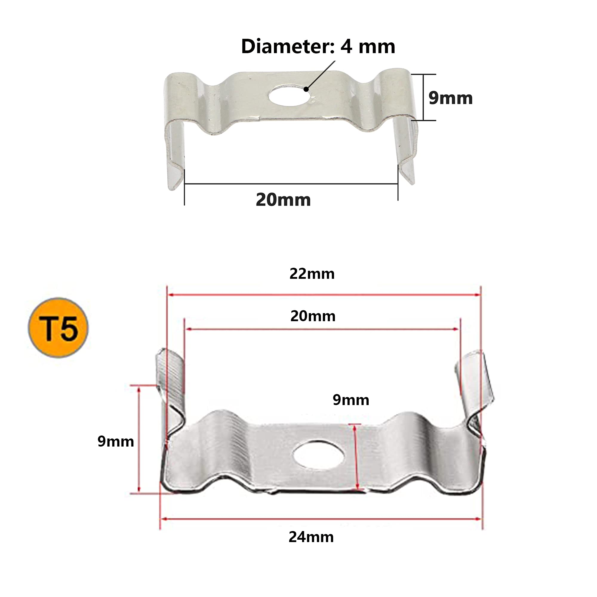 SinLoon T5 LED Light Bulbs 8 Clips Holder Bracket+3Pin 4 Connector Double End Fluorescent Coupler Plunger Lampholder for Lamp Socket Shop Light Fixture, Led Ceiling Lamp(4-Pair 20.5MM)