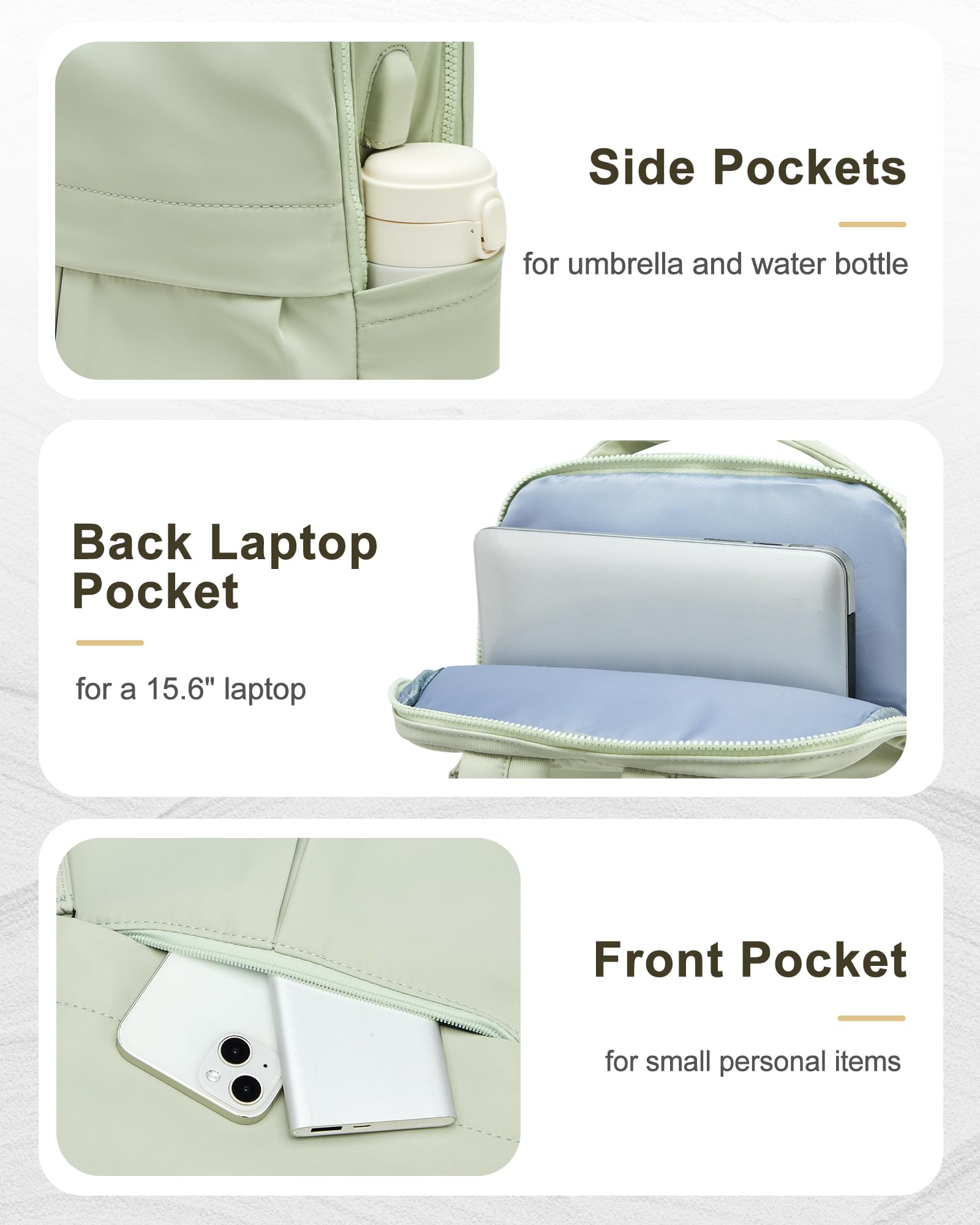 suratio Laptop Backpack for Women Gym Backpack Casual Daypack Backpacks Travel Backpack for Traveling on Airplane Work Backpack for Men Lightweight Computer Backpack College Teacher Backpack Bag Green