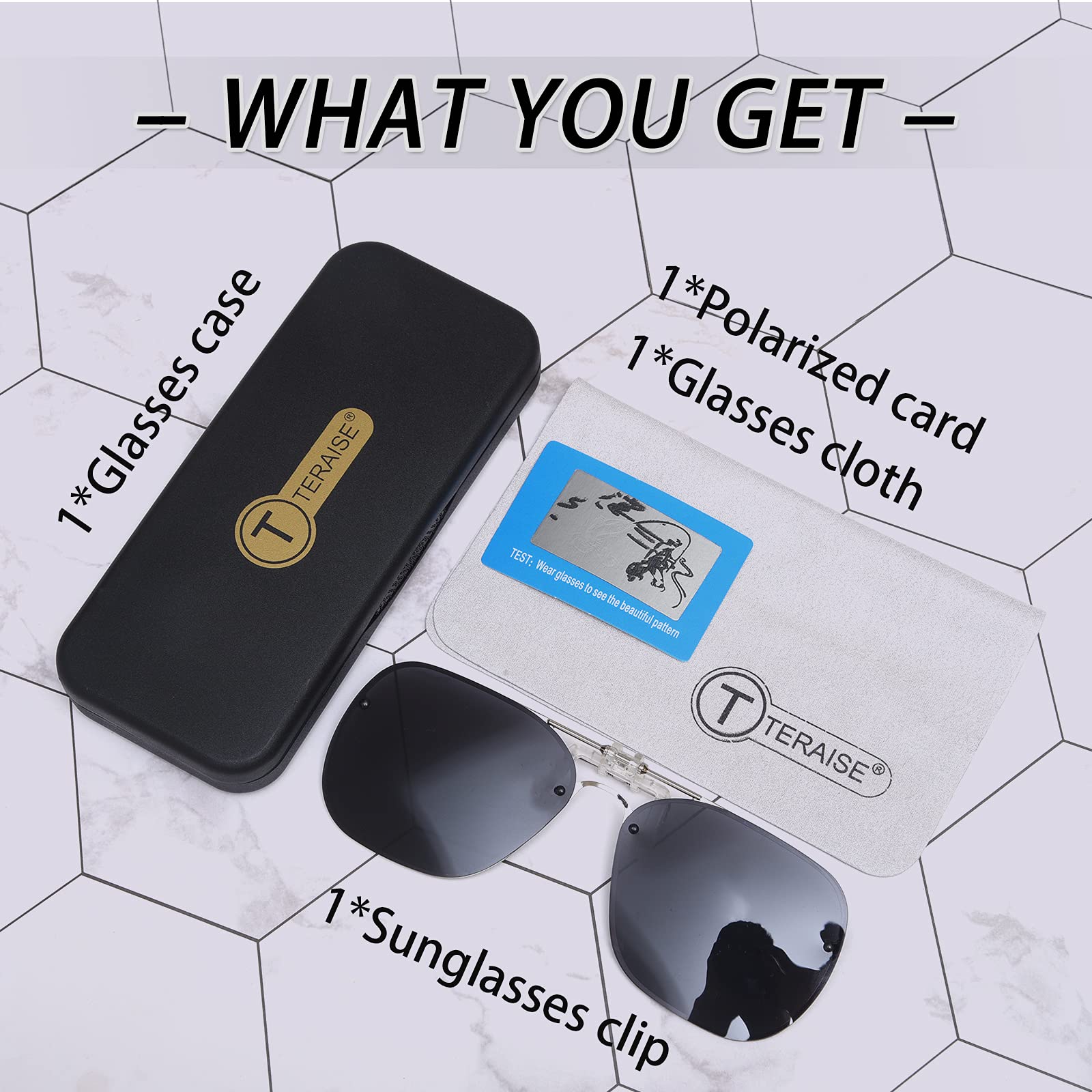 TERAISE Clip On Sunglasses Flip up HD Polarized Unisex for Outdoor/Driving UV400