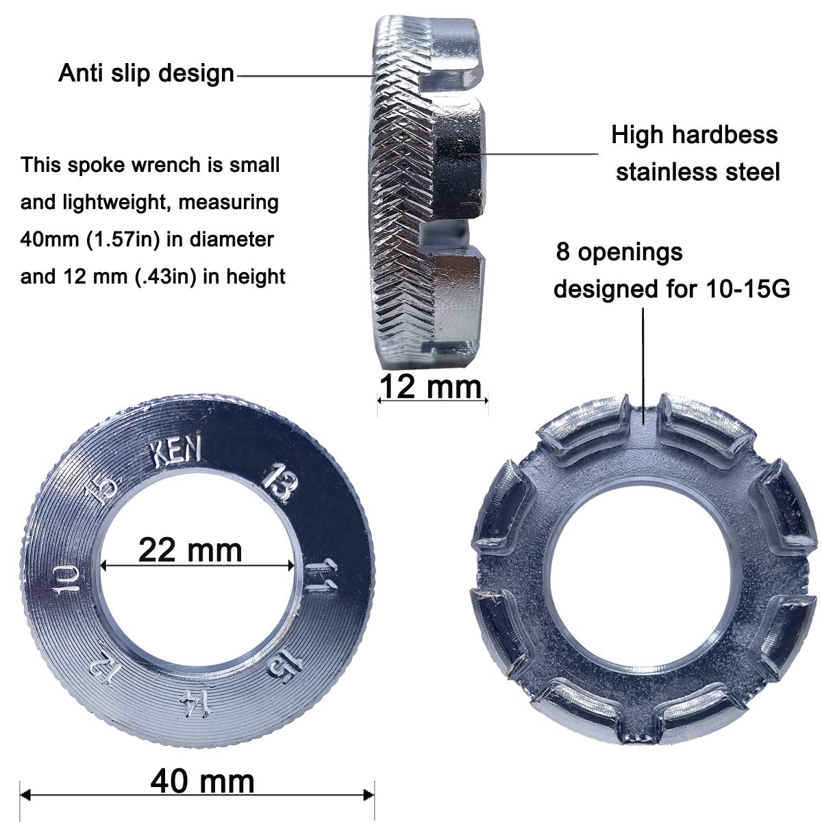 SINYUM 4 Pack Bike Spoke Tool Bicycle Spoke Wrench Cycling Pocket Tools 6 in one Bike Rim Correct Kit