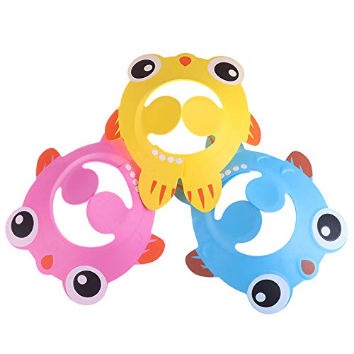 SUNTRADE 3PCS Adjustable Cartoon Baby Bathing Visor,Safe Shampoo Shower Bathing Protect Soft Cap Hat for Baby Children Kids