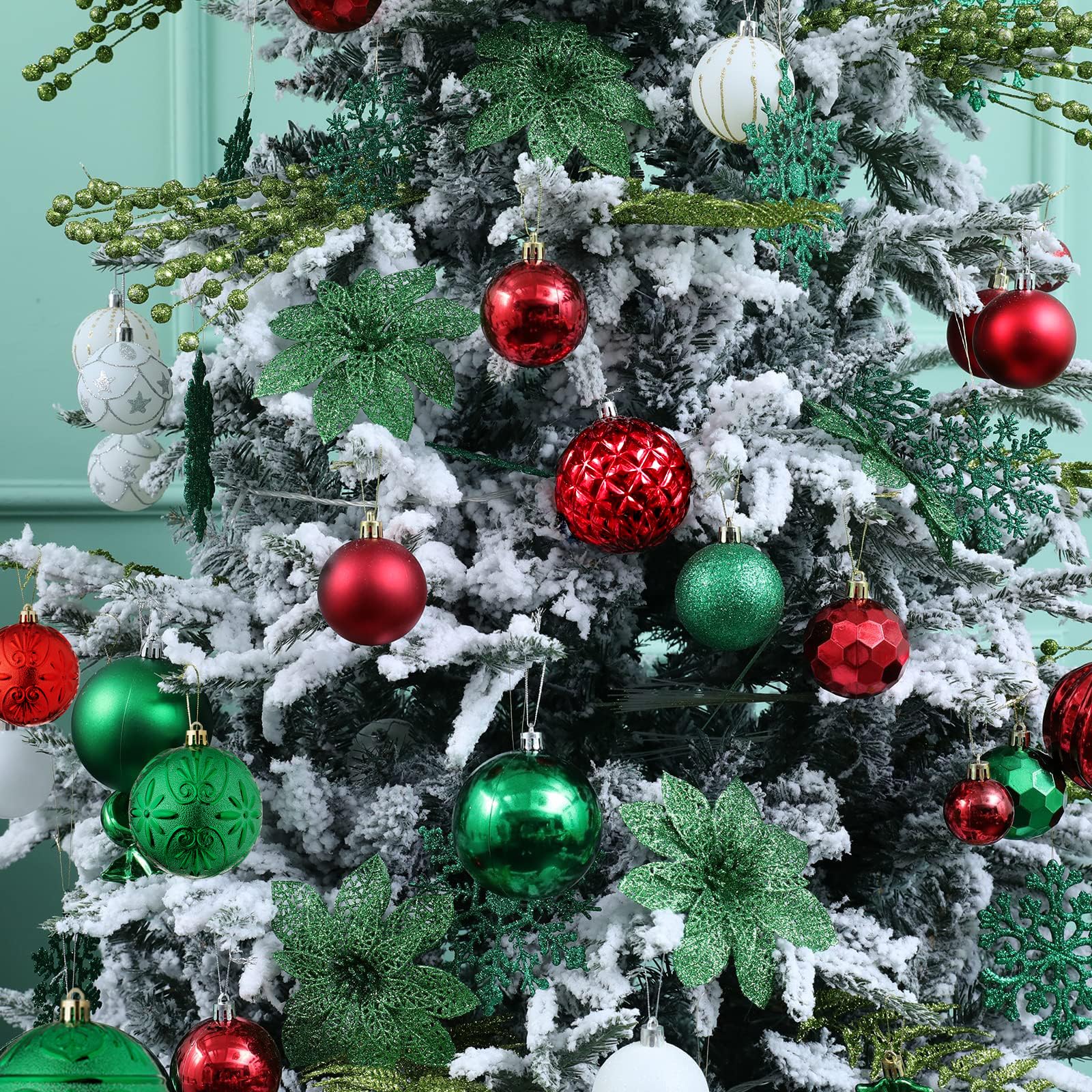 Wironlst Christmas Ball Ornaments - 30pcs Shatterproof Plastic Christmas Ornaments Hanging Ball Decorations for Xmas Tree, Holiday, Wedding, Party (Multi-Size, Green)