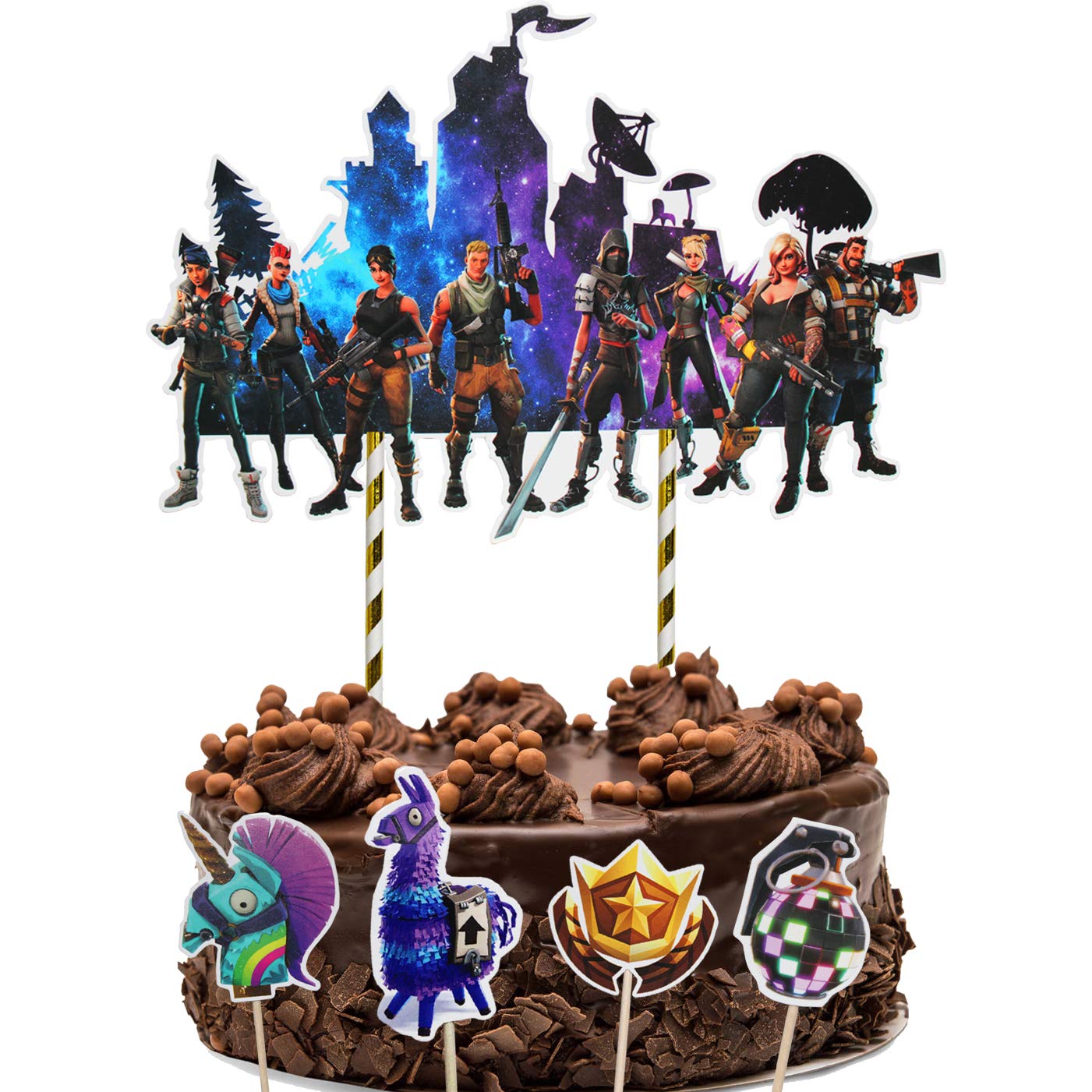 Yurnoet Video Game Birthday Party Supplies for Game Fans, 5Pcs DIY Cake Decorations Topper