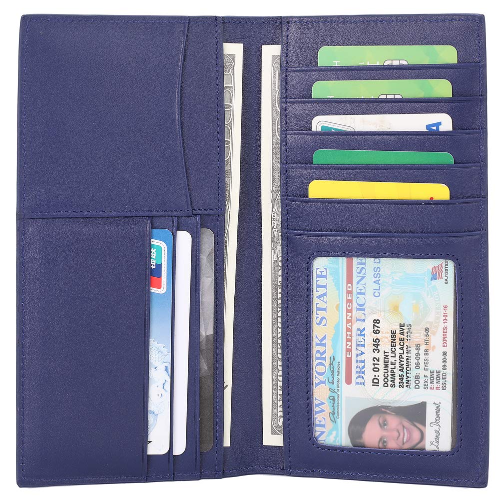 Slim Leather ID/Credit Card Holder Long Wallet with RFID Blocking - Black