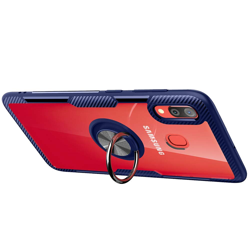 Phone Case for Samsung Galaxy A40 with Tempered Glass Screen Protector Clear Cover and Magnetic Stand Ring Rubber Holder Slim Hard Cell Accessories Glaxay A 40 Gaxaly S40 40A SM A40 Cases Men Blue