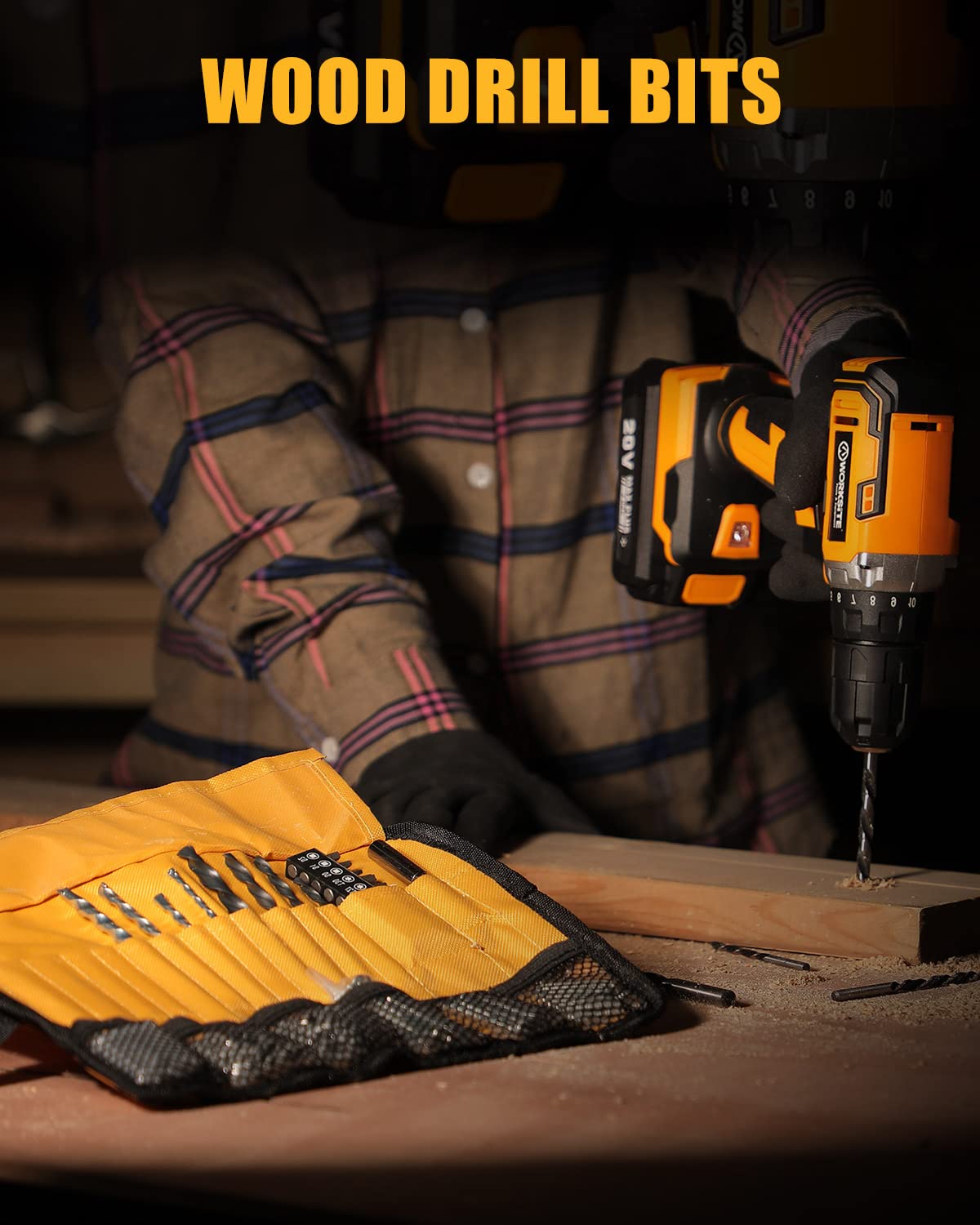 WORKSITE 102PCS Drill Bits Set and Screwdriver Bits for Metal, Wood, Masonry, Drilling and Driving Accessories with Screws, Anchors and Roll Tool Pouch