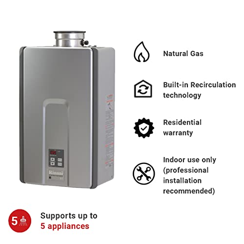 Rinnai RL94IN Tankless Hot Water Heater, 9.8 GPM, Natural Gas, Indoor Installation