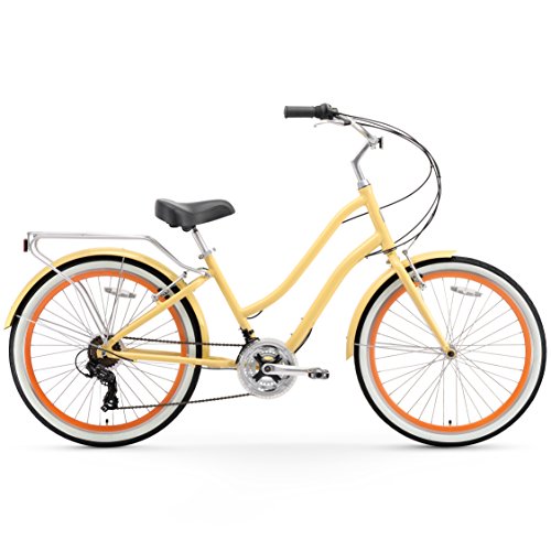 sixthreezero EVRYjourney Women's 1/3/7/21 Speed Step-Through Hybrid Cruiser Bicycle, 26"/24" Wheels, Multiple Colors