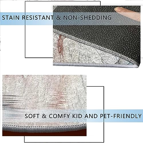 Round Chair Mat for Hard Floors Grey Floor Protector Mats Abstract Marble Chair Mat for Carpeted Floor Low Pile Office 4 FT