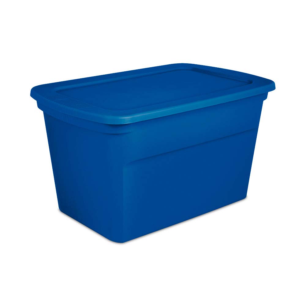 Sterilite 30 Gallon Plastic Stackable Storage Tote Container Box, Blue (24 Pack)