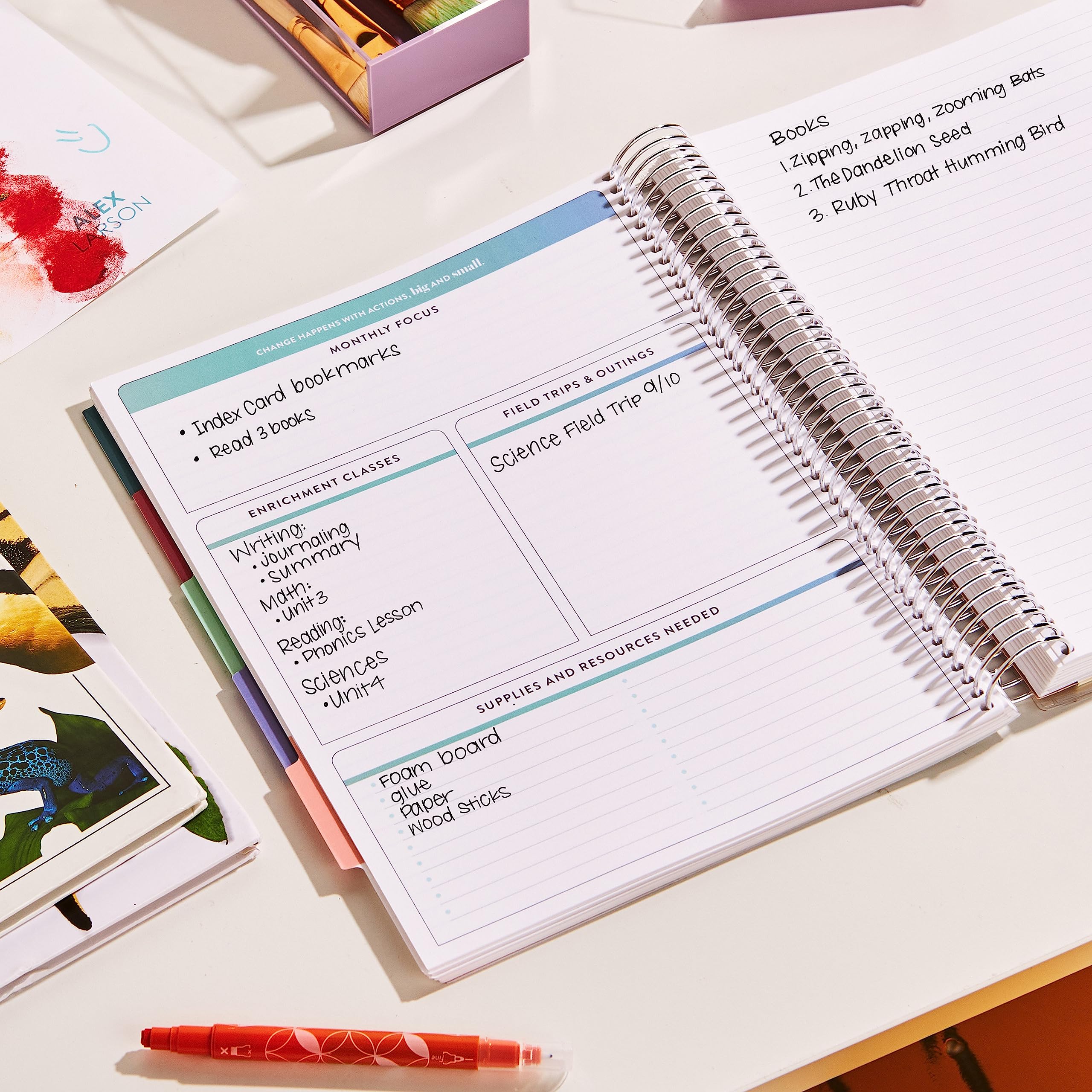 Undated Homeschool Planner 8.5" x 11" Platinum Spiral 12-Month. Layers Colorful Classic Cover by Erin Condren