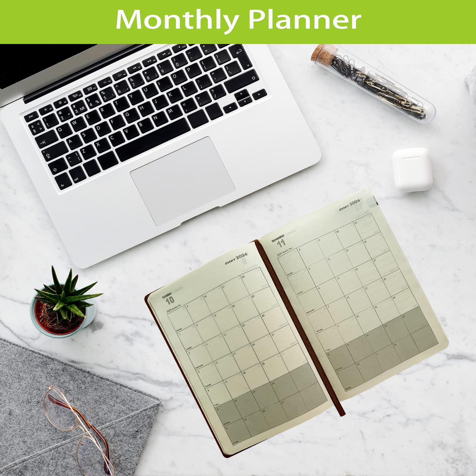 Undated Planner - Weekly and Monthly Planner with Stickers, Organizer Notebook - Start Anytime Facilitates efficient work and life planning, Lasts 1 Year, A5 Thick Paper (Black)